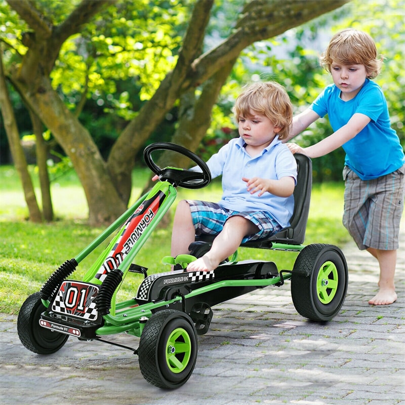 Kids Pedal Go Kart, 4-Wheel Off-Road Pedal Go Cart with Adjustable Sea ...